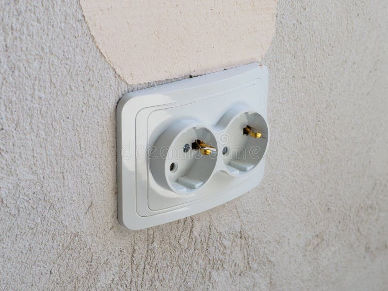 White Double Power Socket in the Room. Stock Photo - Image of install ...