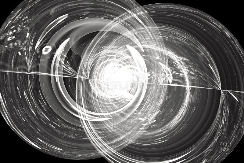 White Double Round Pattern of Crooked Waves on a Black Background ...