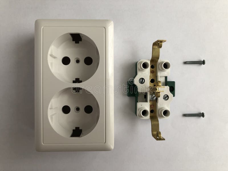 White Double Socket in the Analysis. Stock Photo - Image of power ...