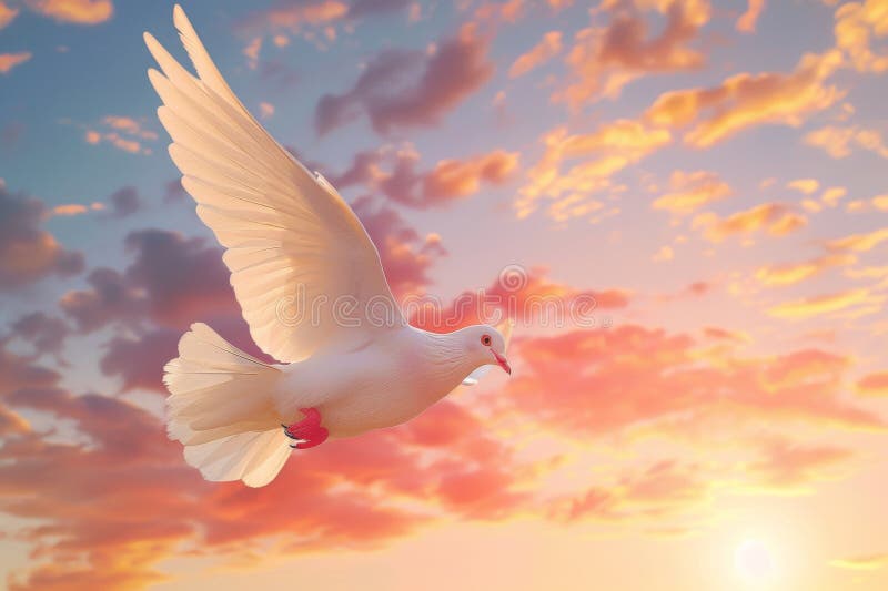White Dove Against Sunset Sky Stock Photo - Image of sunlight, vibrant ...