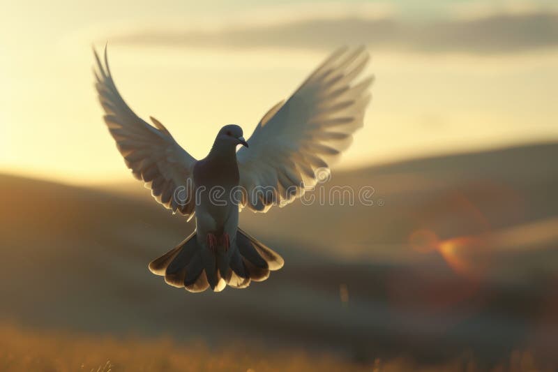 White Dove Against Sunset Sky Stock Image - Image of bird, evening ...