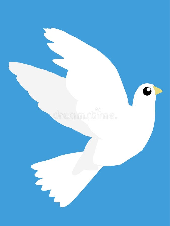 White Dove on a Beautiful Blue Background. Simple and Easy ...