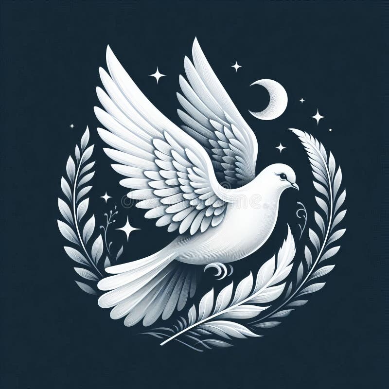 White Dove with Feather Symbolizes Peace Purity and Hope Stock ...