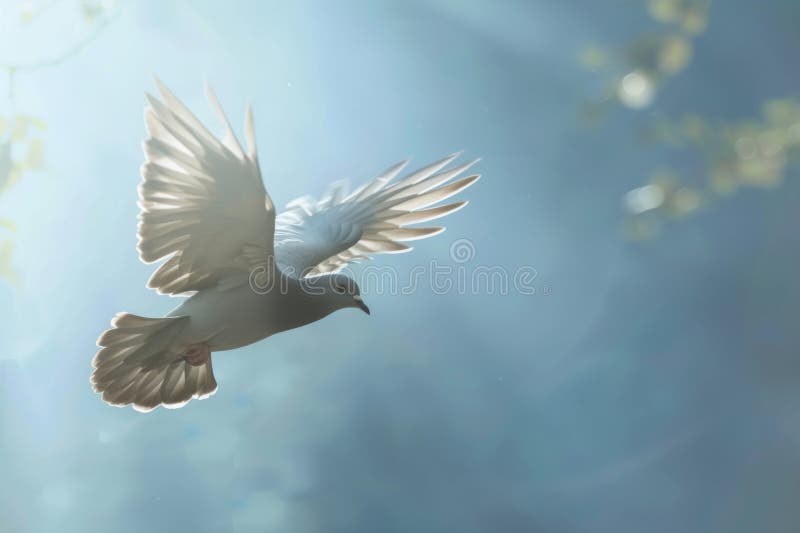 White Dove in Flight Against a Sky Background Stock Photo - Image of ...