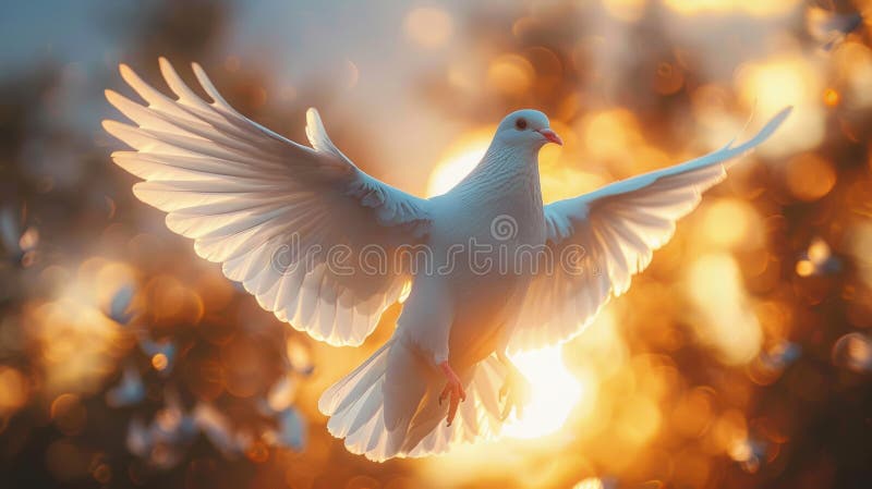 A White Dove in Flight Under the Bright Sun, Poster Stock Photo - Image ...
