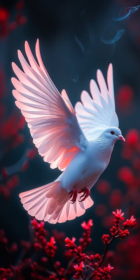 A White Dove is Flying in the Air Stock Photo - Image of pigeon ...