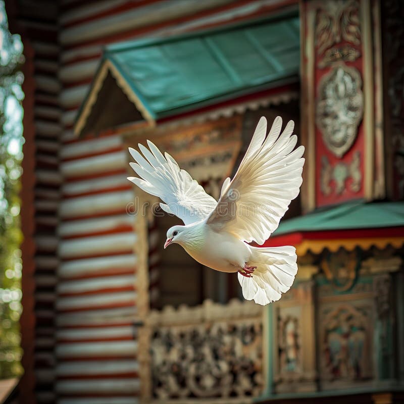 A White Dove is Flying in the Air Stock Photo - Image of pigeon ...
