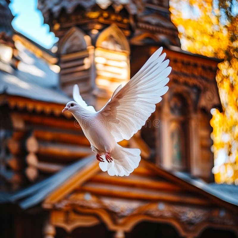 A White Dove is Flying in the Air Stock Photo - Image of pigeon ...