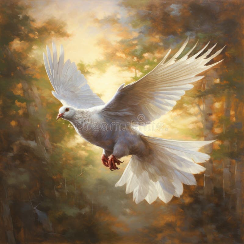 White Dove Flying in Old Style Painting Stock Illustration ...