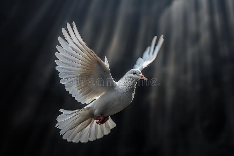 A White Dove Flying in the Sky, Surrounded, High Quality, High ...