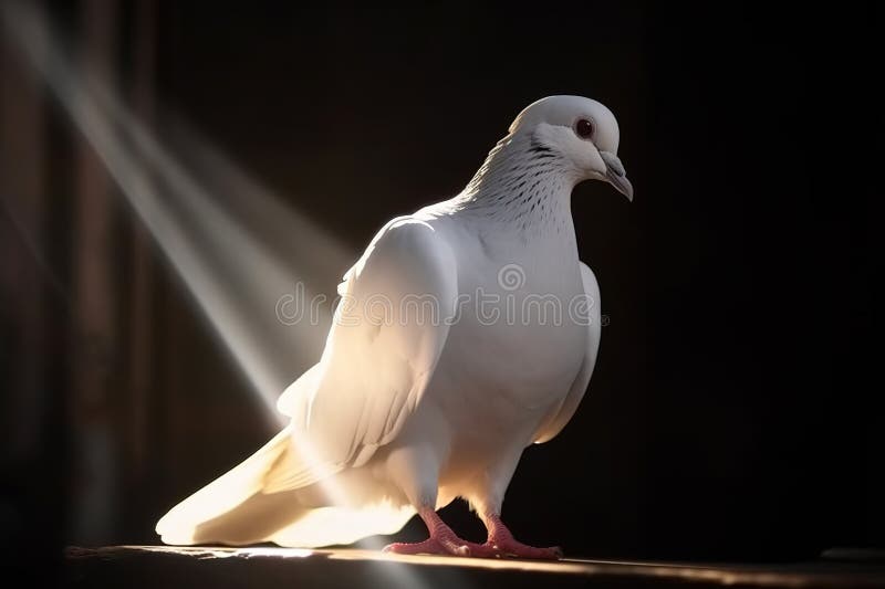 White Dove Illuminated by the Rays of the Sun. Generative AI Stock ...
