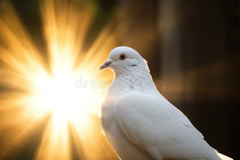 White Dove Illuminated by the Rays of the Sun. Generative AI Stock ...