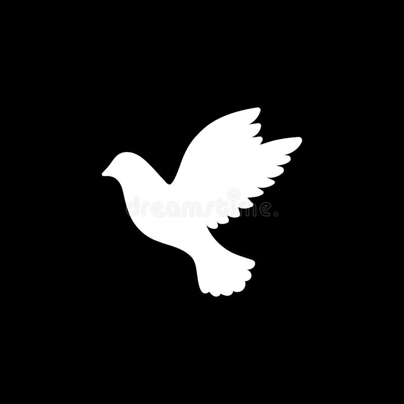 White Dove of Peace on a Black Background. No War. we Mourn for the ...