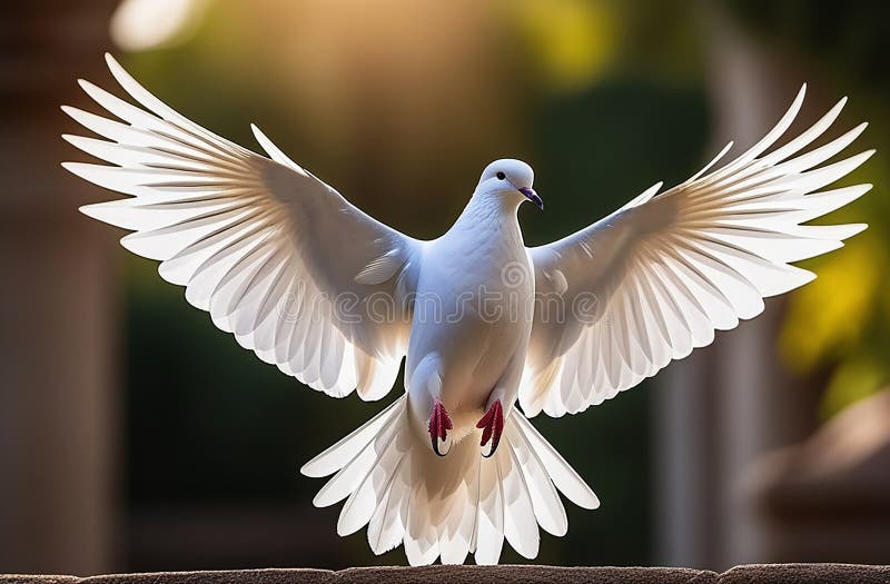 The White Dove of Peace Opened Its Wings Stock Illustration ...