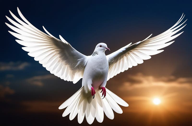 The White Dove of Peace Opened Its Wings Stock Illustration ...