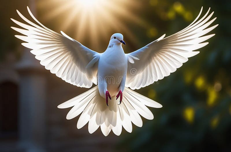 The White Dove of Peace Opened Its Wings Stock Illustration ...