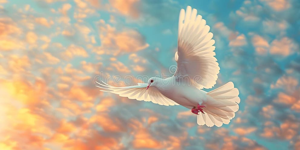 White Dove a Representation of Peace Against a Backdrop of Sky. Concept ...
