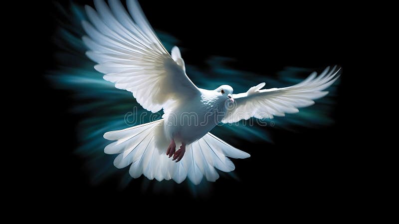 A White Dove Soaring in Flight Majestically Stock Illustration ...
