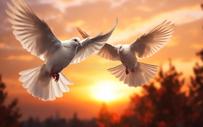 White dove on sunset stock illustration. Illustration of aspiration ...