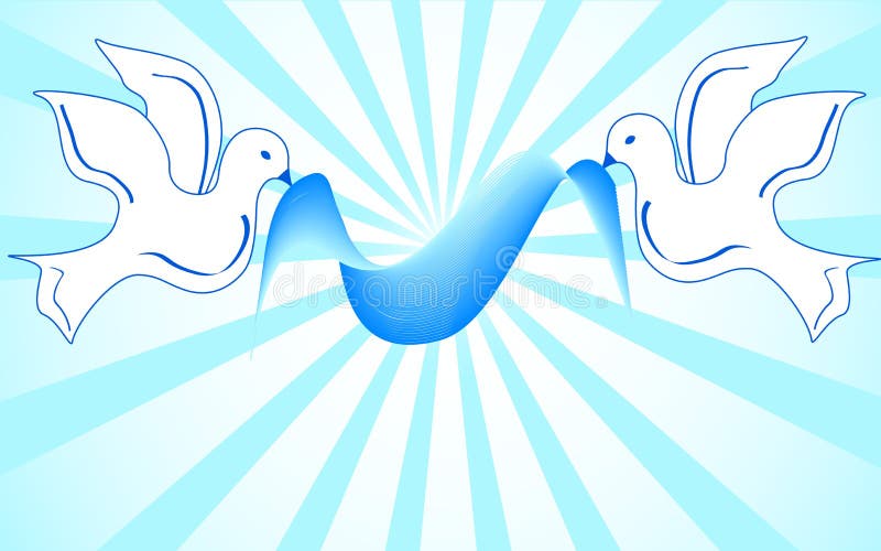 White Doves Holding Blue Ribbon. Vector Stock Vector - Illustration of ...
