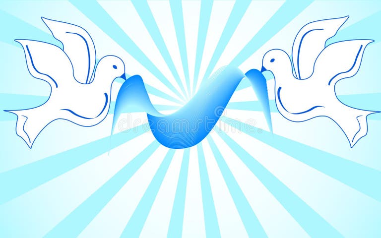 White Doves Holding Blue Ribbon. Vector Stock Vector - Illustration of ...