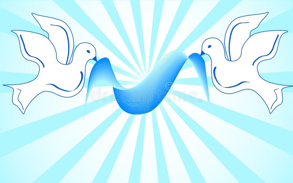 White Doves Holding Blue Ribbon. Vector Stock Vector - Illustration of ...