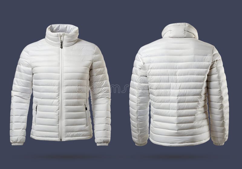 A White Down Jacket Mockup, Front and Back View Stock Illustration ...