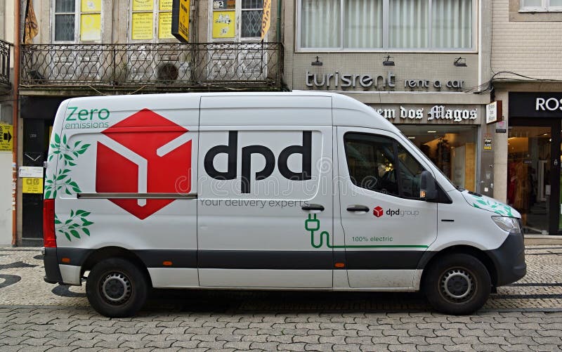 DPD Electric Delivery Van Parked on a Street Promoting Zero Emissions ...