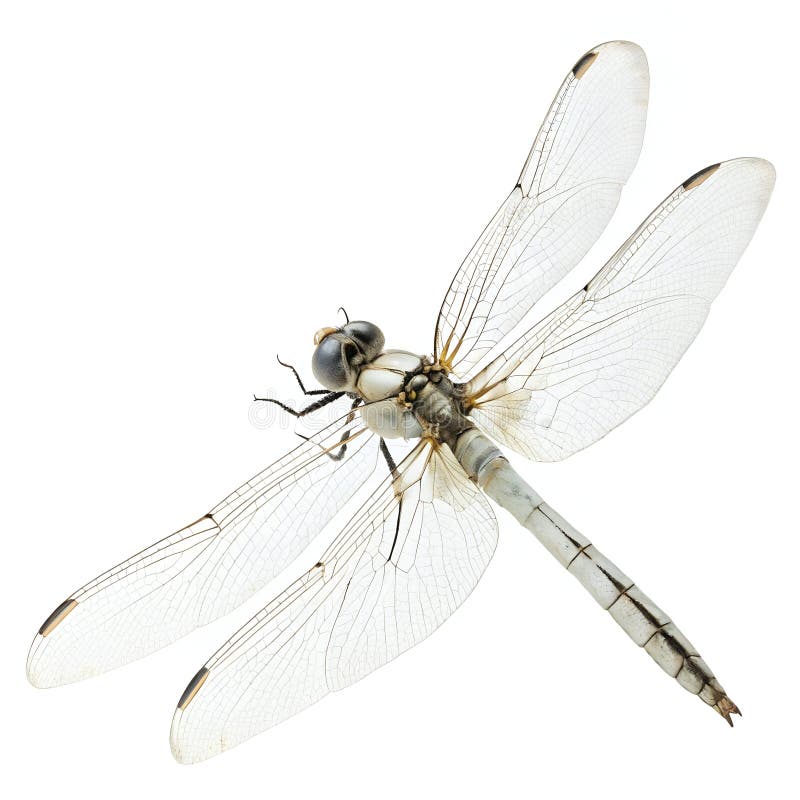 White Dragonfly in Flight Isolated on White Background Stock ...