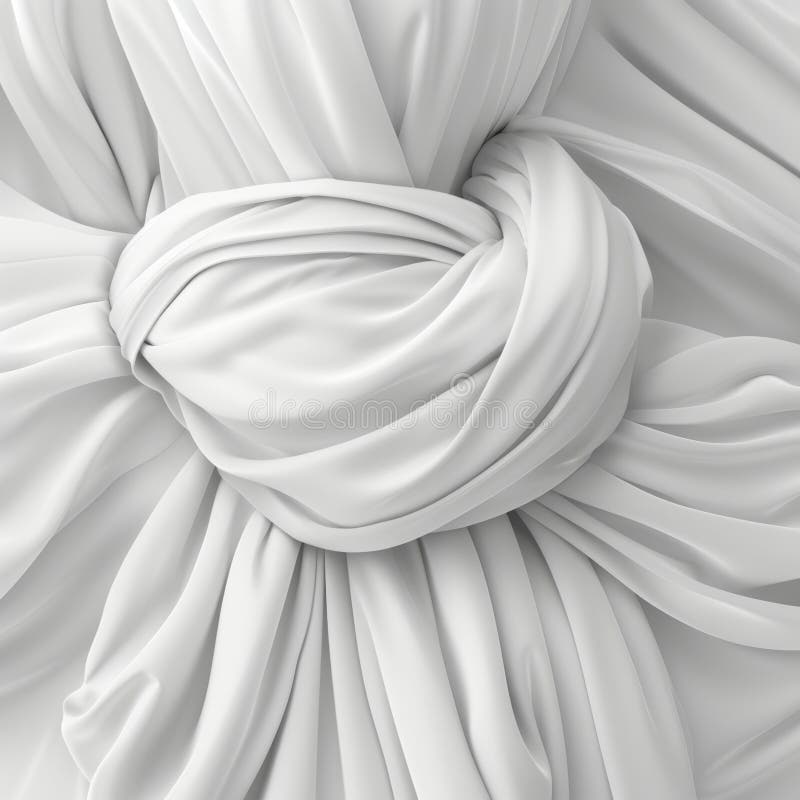 White Draped Cloth Background, Soft Elegant Knot, Textile Folds ...