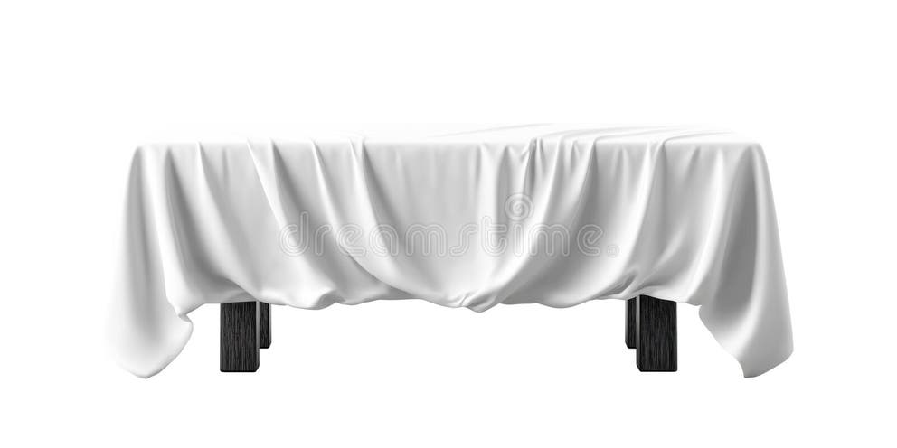 White Draped Tablecloth on Dark Table Stock Illustration - Illustration ...