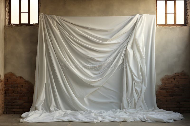 White Drapery Made of Fabric in the Studio for a Photo Stock ...
