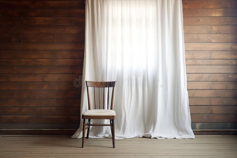White Drapery Over an Empty Wooden Chair Stock Illustration ...