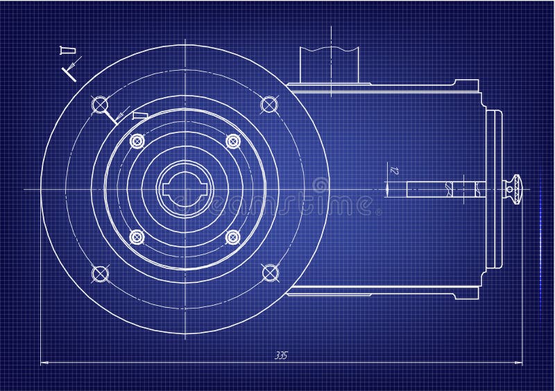 Machine-building Drawings on a Blue Background Stock Vector ...