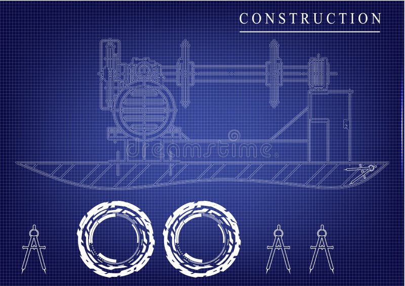 Machine-building Drawings on a Blue Background Stock Vector ...