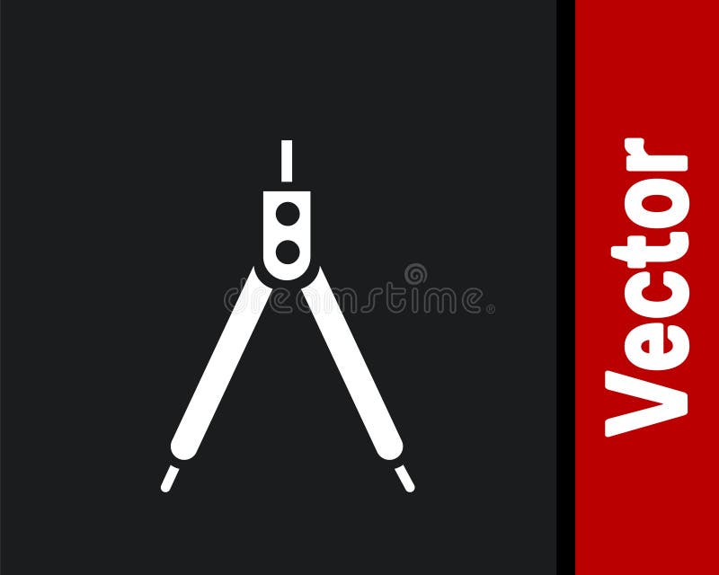 White Drawing Compass Icon Isolated on Black Background. Compasses Sign ...