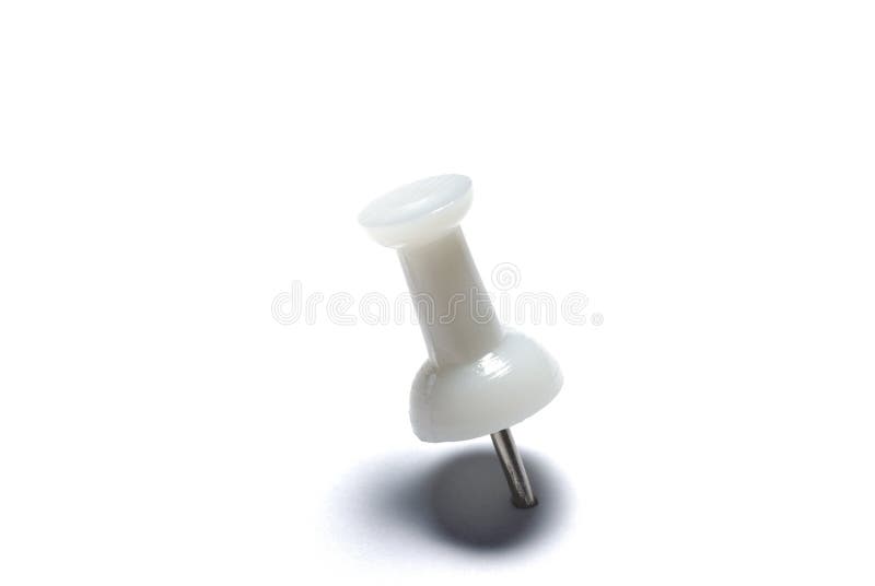 White Drawing Pin Isolated on White Background. Stock Image - Image of ...