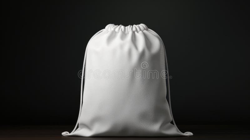 White Drawstring Bag on Black Background - Minimalist and Modern Stock ...
