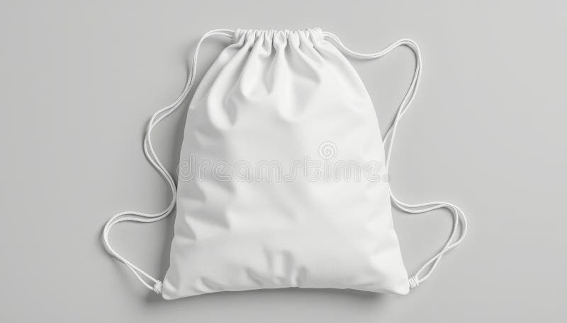 White Drawstring Bag on Gray Background Stock Photo - Image of casual ...