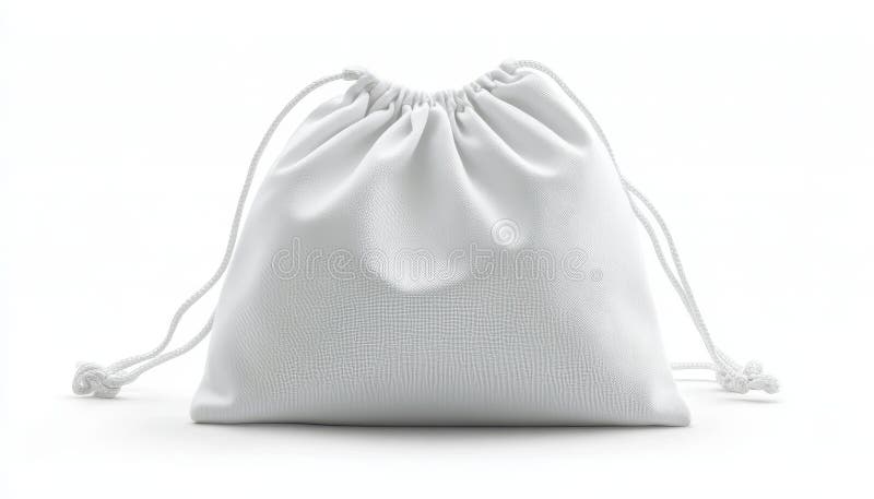 White Drawstring Bag Isolated on a Clean White Background for Versatile ...