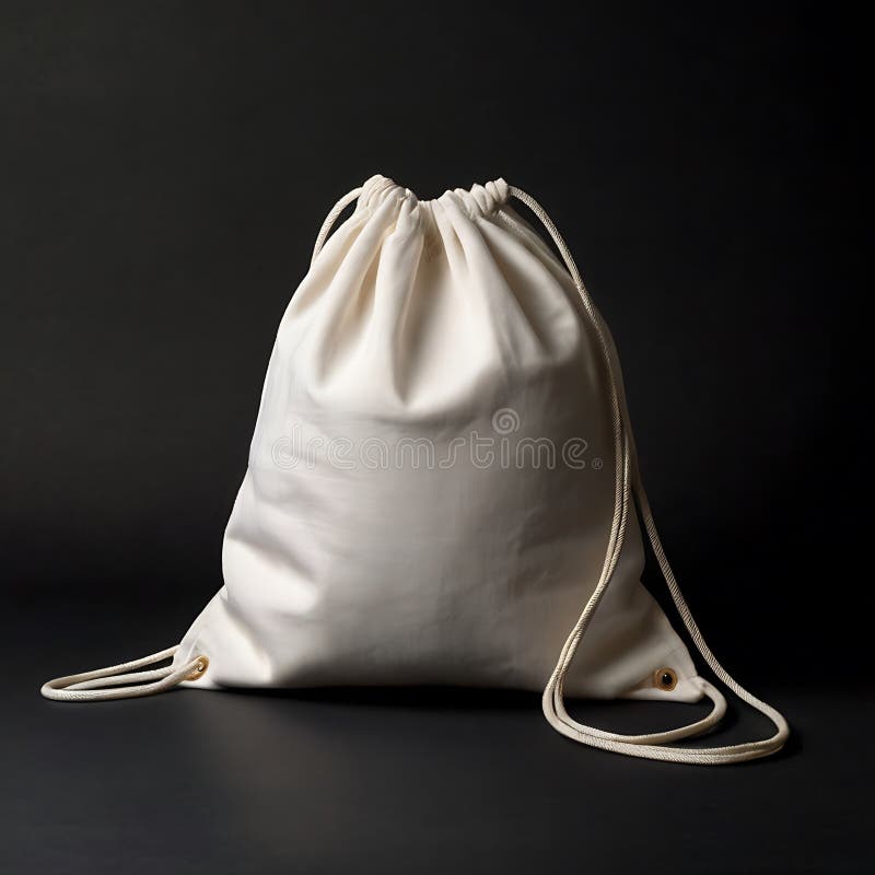 White Drawstring Bag Mockup for Branding Design Presentation Stock ...