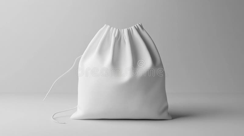 White Drawstring Bag Mockup Empty Fabric Sack with Isolated Background ...