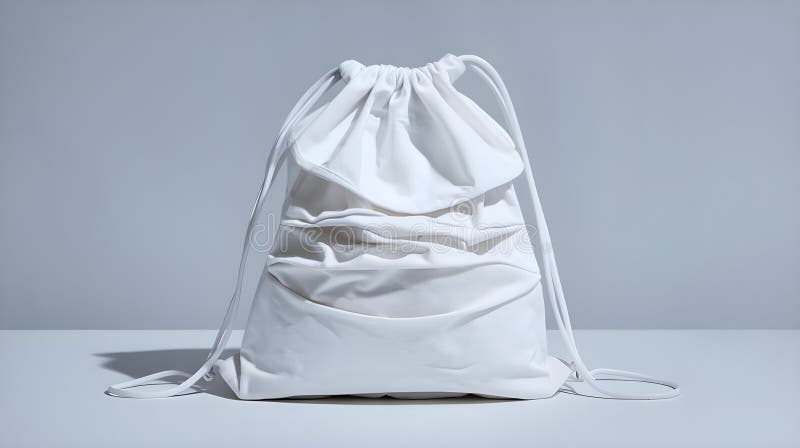 White Drawstring Bag Mockup Isolated on White Background Stock ...