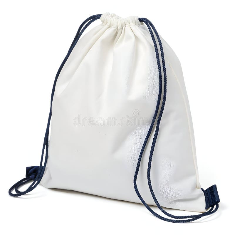 White Drawstring Bag Packaging Isolated on White Background Stock ...