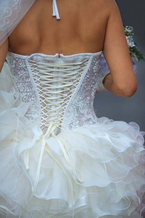White dress laced up stock image. Image of newlywed, dress - 21311427