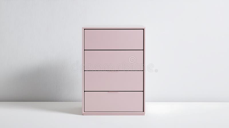A White Dresser with Four Drawers and a Pink Color Stock Illustration ...