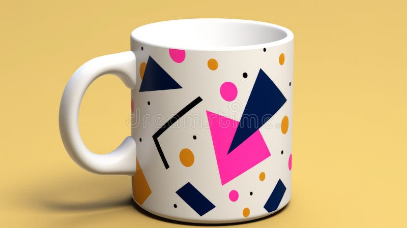 Retro Geometric Mug with Playful Angular Shapes Stock Illustration ...