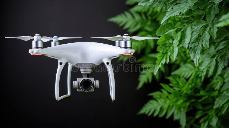 A White Drone with an Advanced Camera Captures Stunning Aerial Views of ...