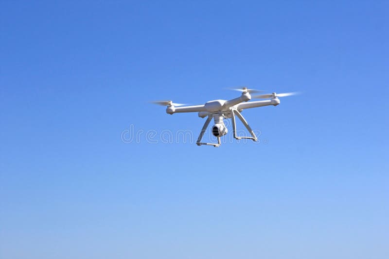 White Drone with Camera Isolated on White Background. Studio Technology ...