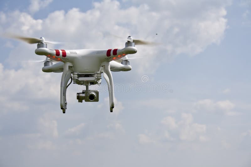 White drone with camera stock photo. Image of flying - 50392382
